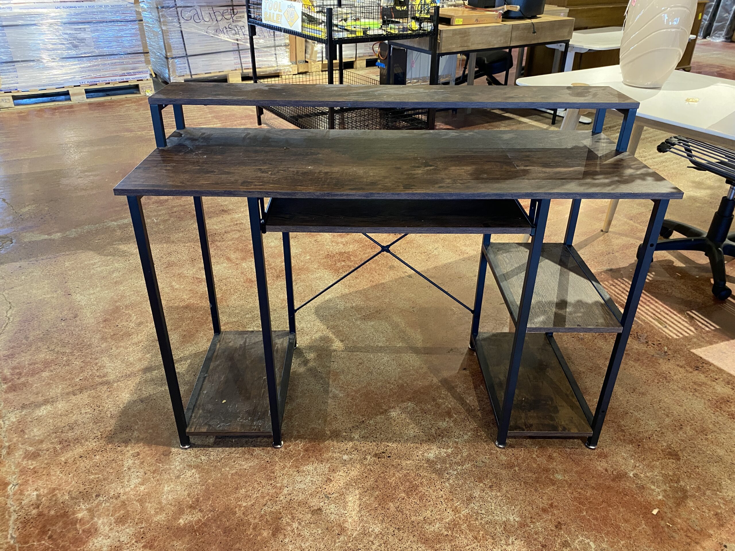 46.5 Inch Computer Desk with Monitor Stand and Storage Shelves ...