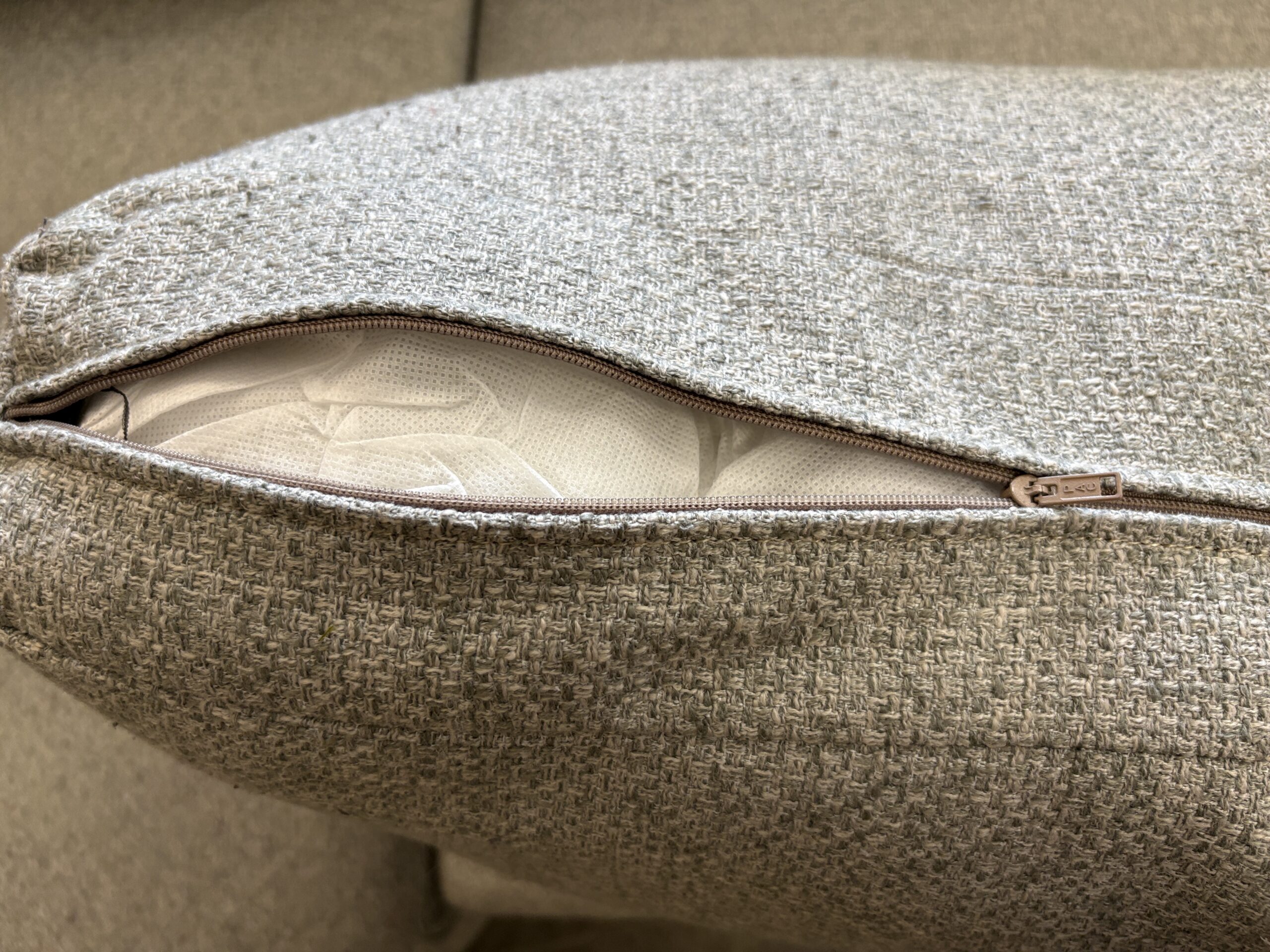 JONATHAN LOUIS Pebble Grey Fabric Corner Sectional w/ Chaise Lounger ...