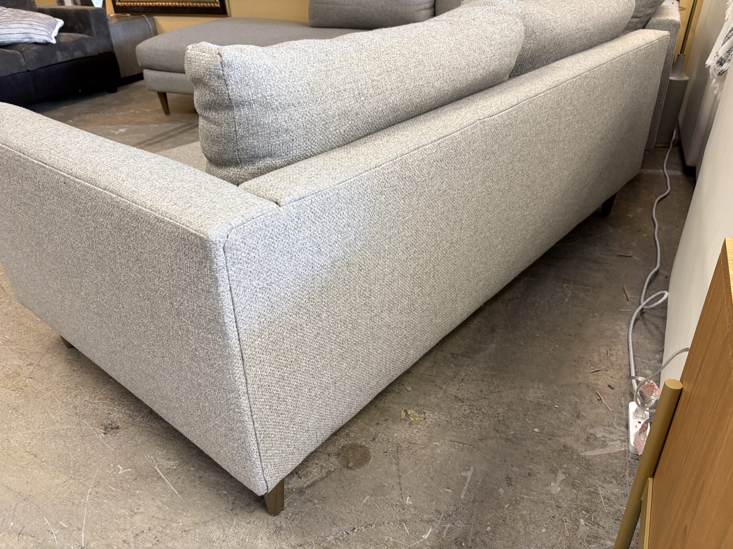 JONATHAN LOUIS Pebble Grey Fabric Corner Sectional w/ Chaise Lounger ...