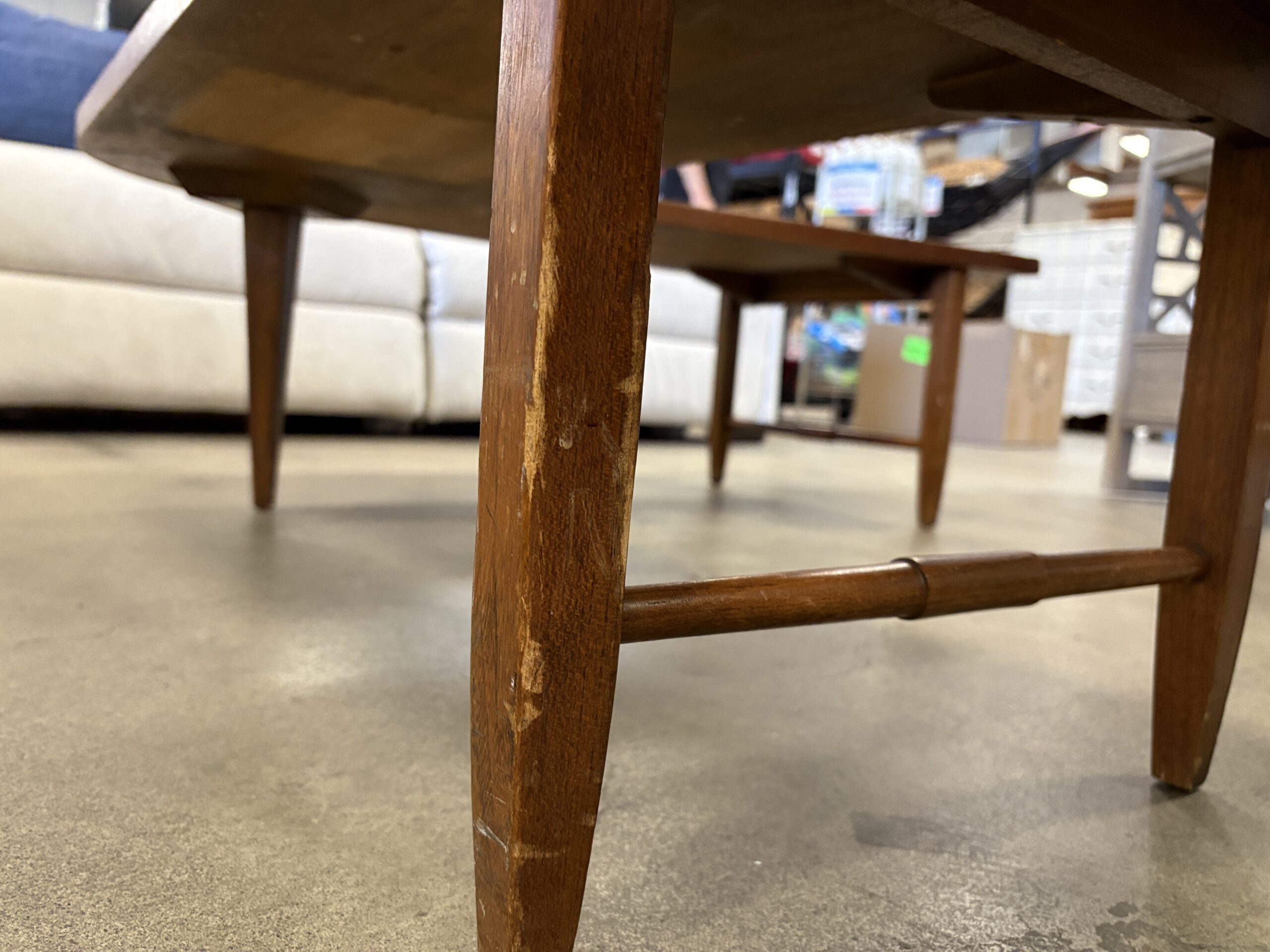 LANE Vintage Mid-Century Modern Walnut and Tile Boomerang Coffee Table ...
